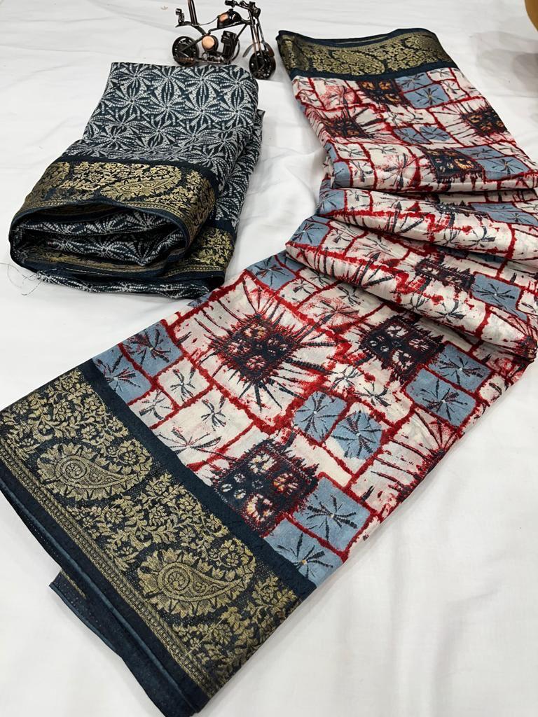 Block print saree - Disami Trends